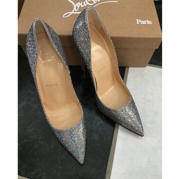 Christian Louboutin | Shoes | Christian Loubs 0 Glitter Leather Pumps ...